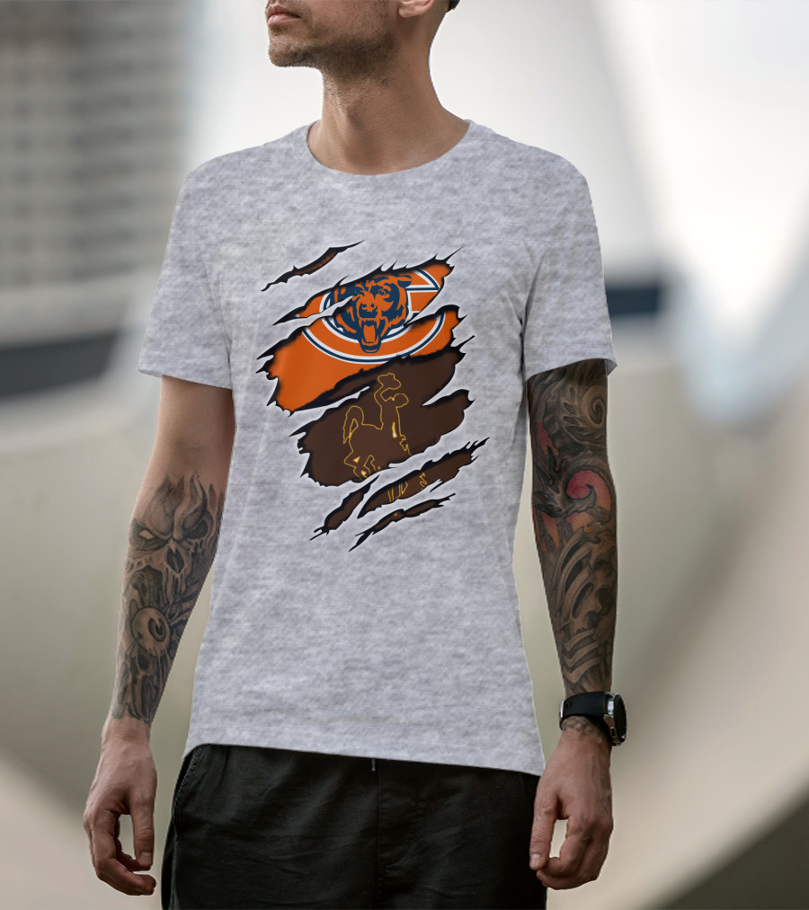 Bears Logo With Wyoming Cowboy Ripped Layers T-Shirt