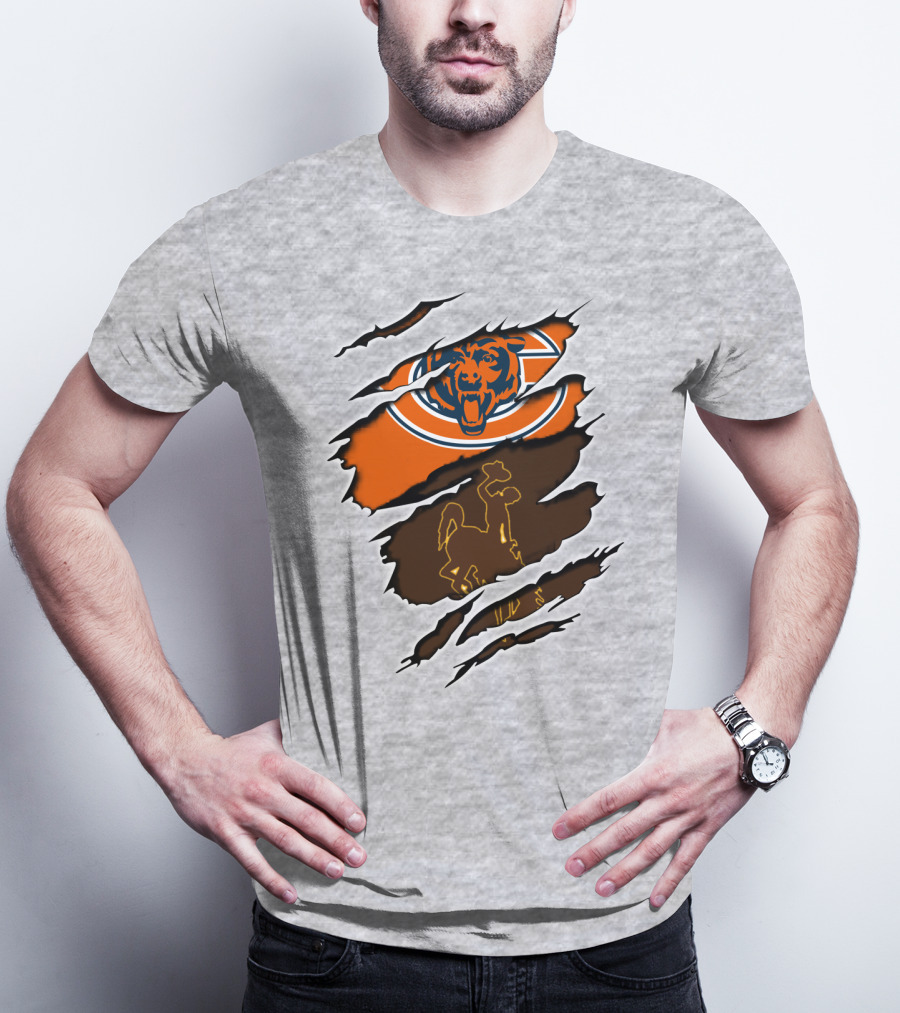 Bears Logo With Wyoming Cowboy Ripped Layers T-Shirt