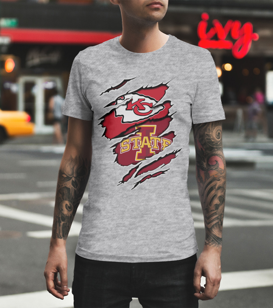 Kansas City Chiefs Iowa State University Torn Claw Marks T-Shirt