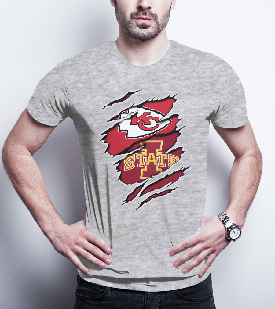 Kansas City Chiefs Iowa State University Torn Claw Marks T-Shirt