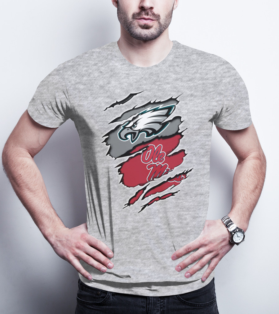 Philadelphia Eagles Ole Miss Ripped Claw T-Shirt