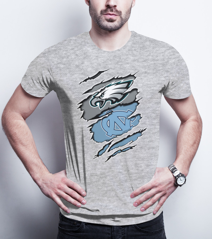 Philadelphia Eagles Unc Tar Heels Claw Marks Logo Mix T-Shirt