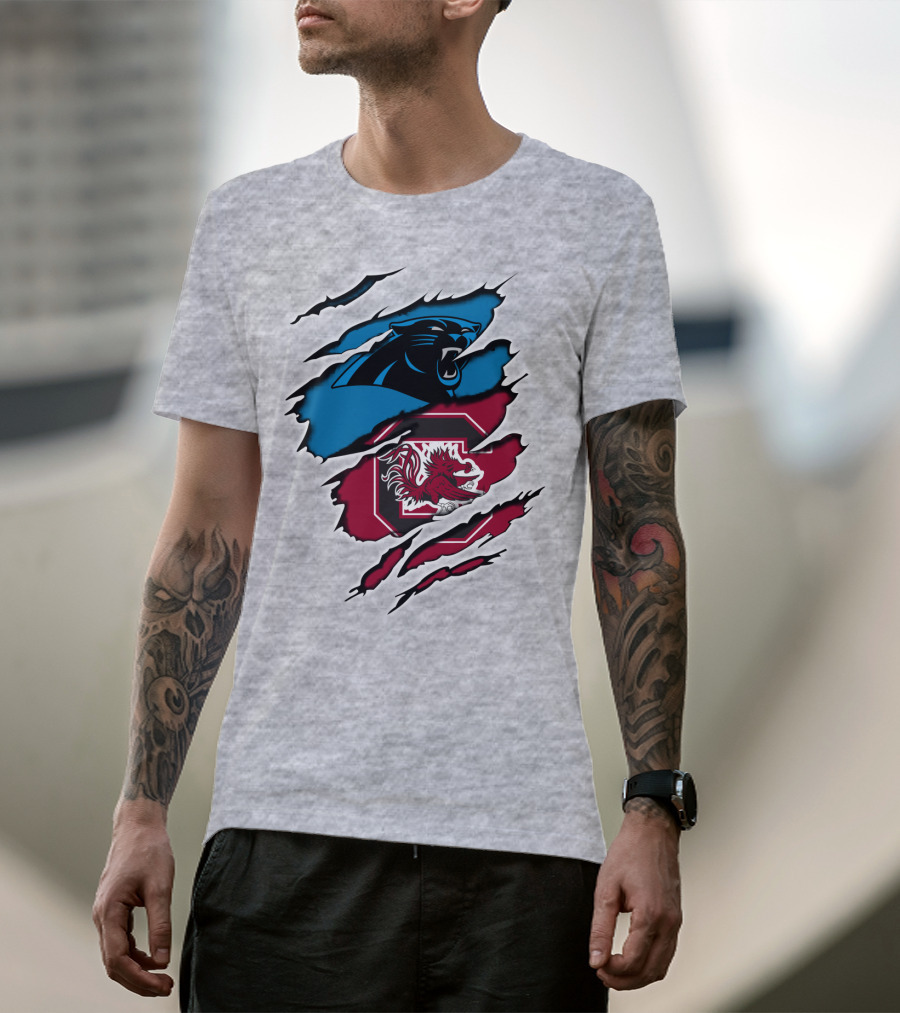 Panthers Gamecocks Clawmarks Logo Fusion T-Shirt