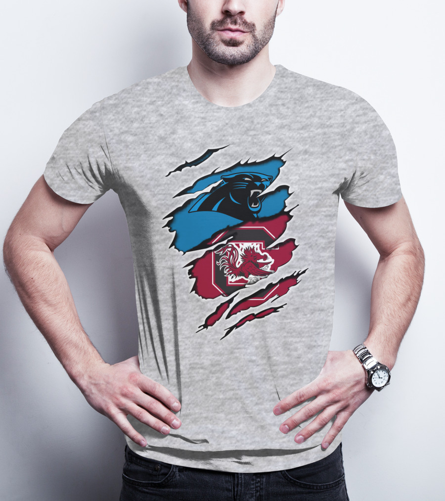 Panthers Gamecocks Clawmarks Logo Fusion T-Shirt