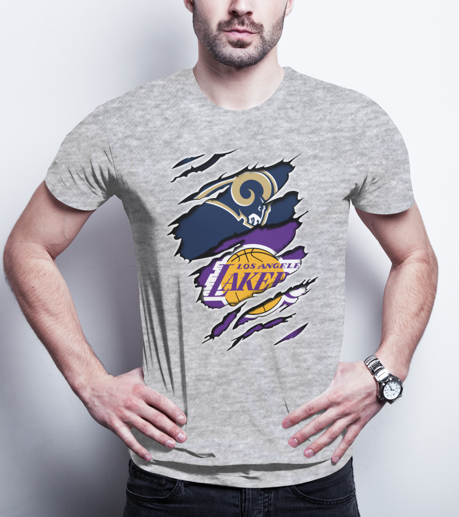 Los Angeles Rams Lakers Dual Logo Collaboration T-Shirt