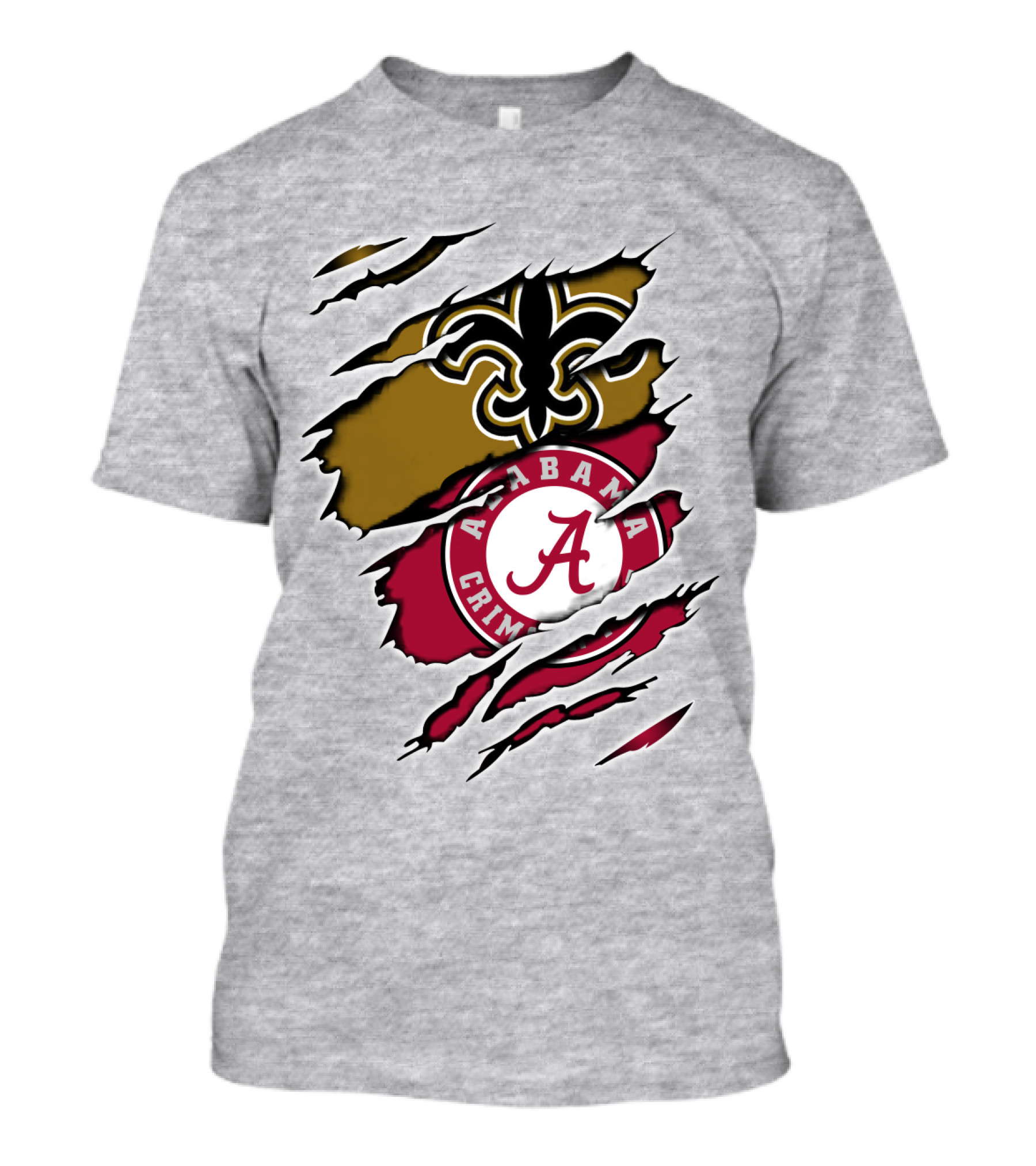 Alabama Crimson Tide New Orleans Saints Fleur-de-Lis Claw Marks T-Shirt