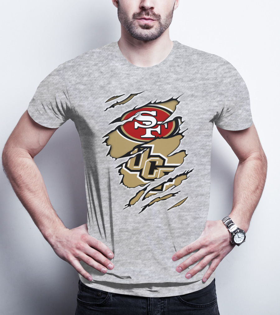 San Francisco 49ers And UCF Knights Torn T-Shirt