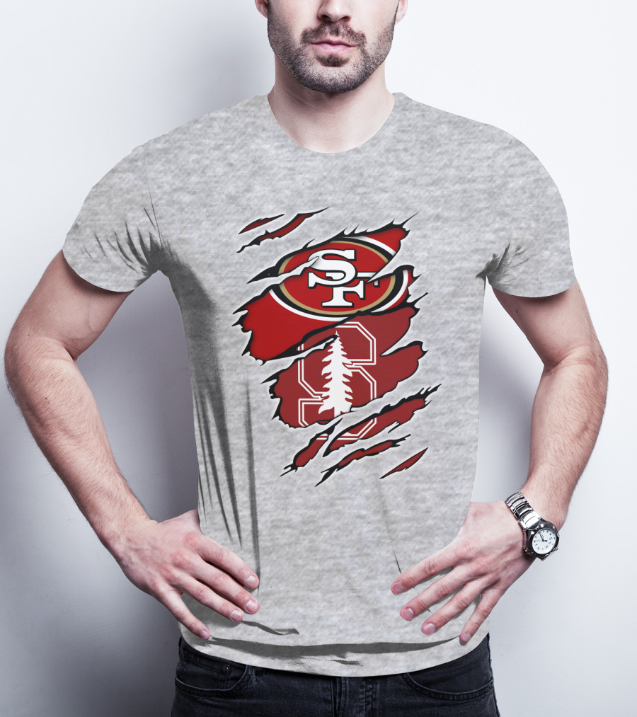 SF 49ers Stanford Cardinal Tree Logo Football T-Shirt