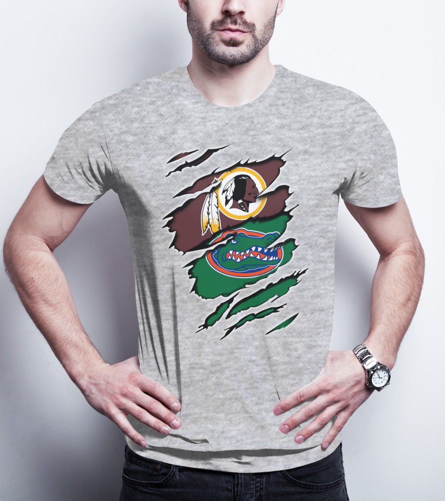 Redskins Gators Logos Claw Marks T-Shirt