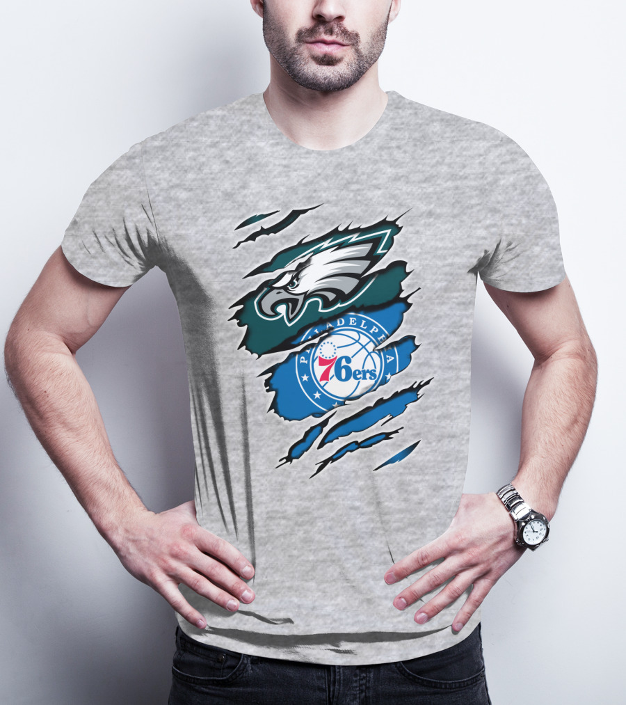 Philadelphia Eagles 76ers Rip Claw T-Shirt