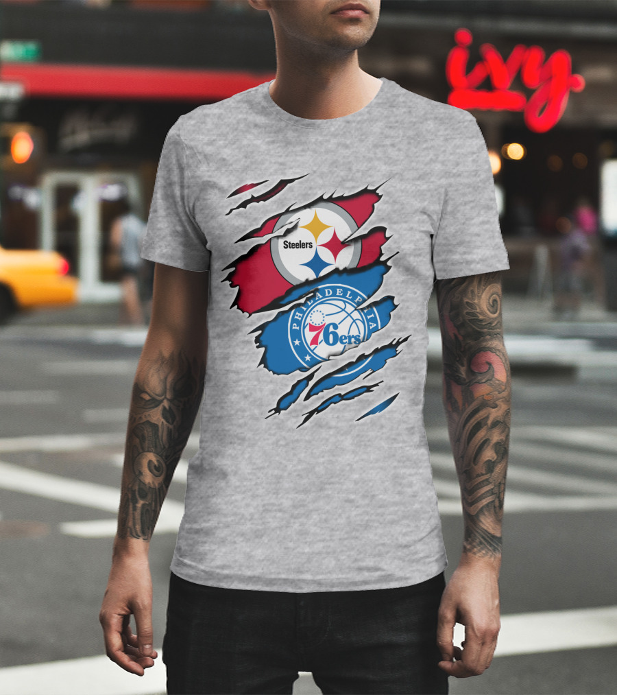 Steelers Philadelphia 76ers Logo Mashup T-Shirt