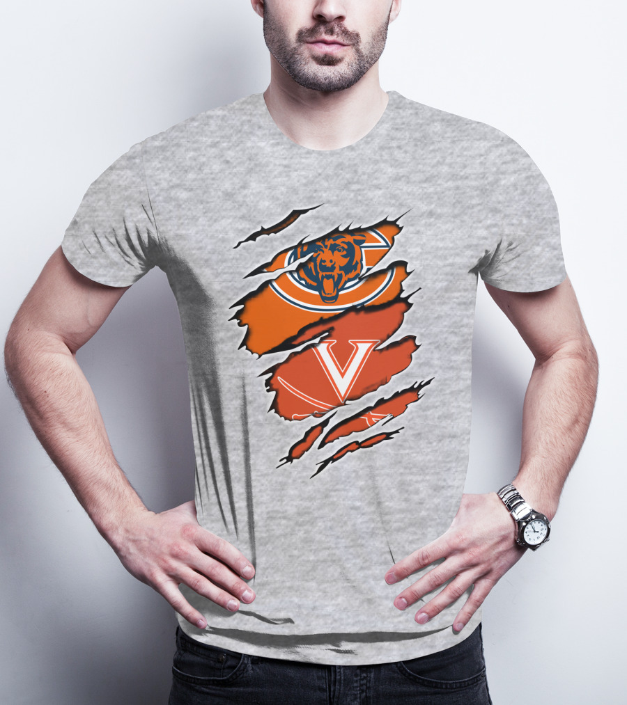Bears Cavaliers Logo Fusion Football Fan T-Shirt