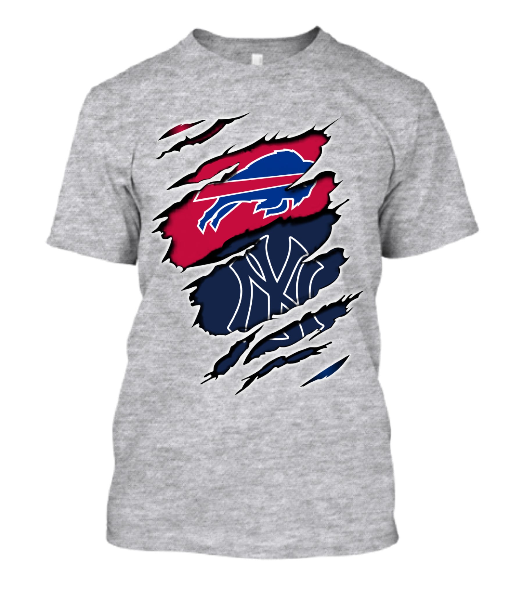 Buffalo Bills New York Yankees Torn Logo Mashup T-Shirt