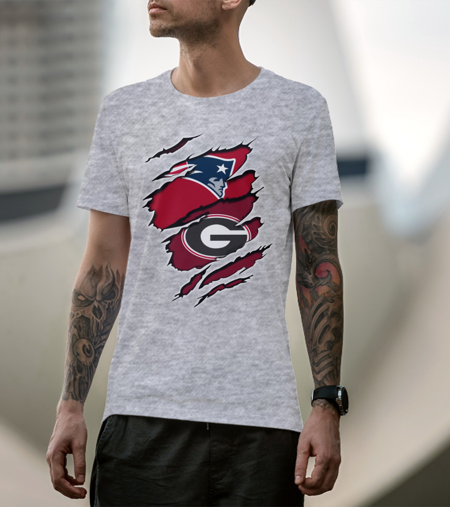 Patriots Bulldogs New England Georgia Fans Mashup T-Shirt