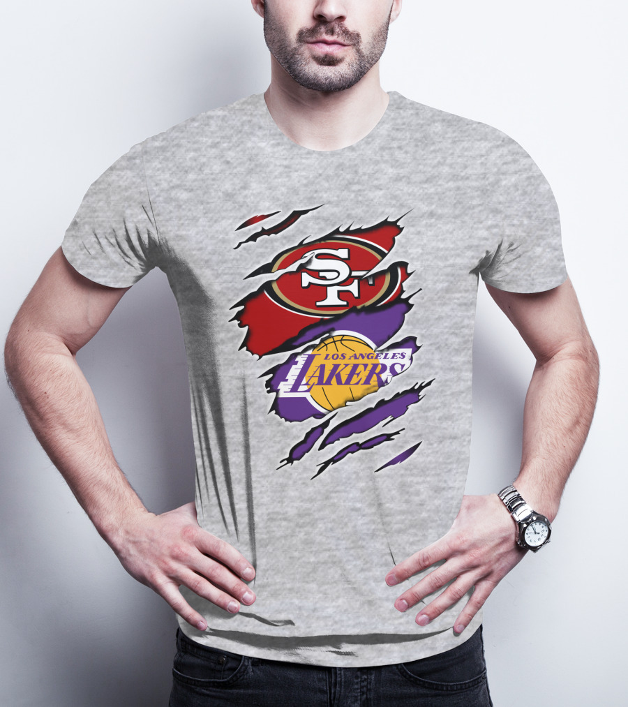 49ERS SF Los Angeles Lakers Logo Mashup T-Shirt