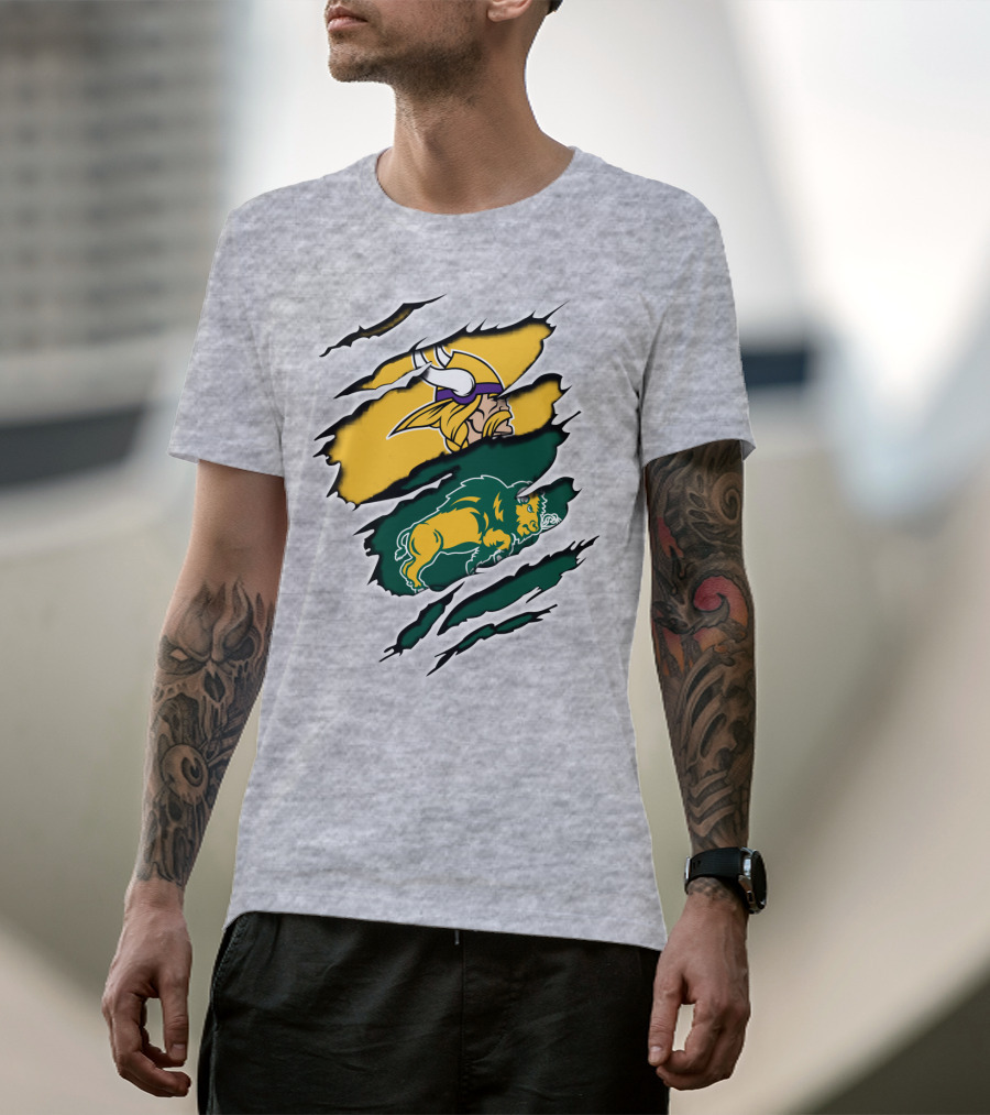 Vikings Logo With Bison Imagery Dakota T-Shirt