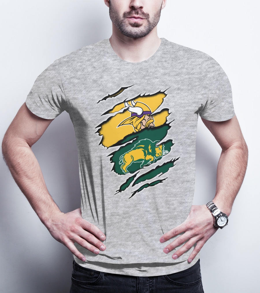 Vikings Logo With Bison Imagery Dakota T-Shirt