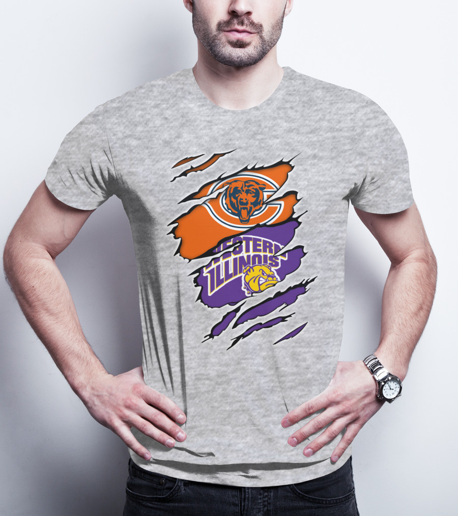 Chicago Bears Western Illinois Leathernecks Claw Marks T-Shirt