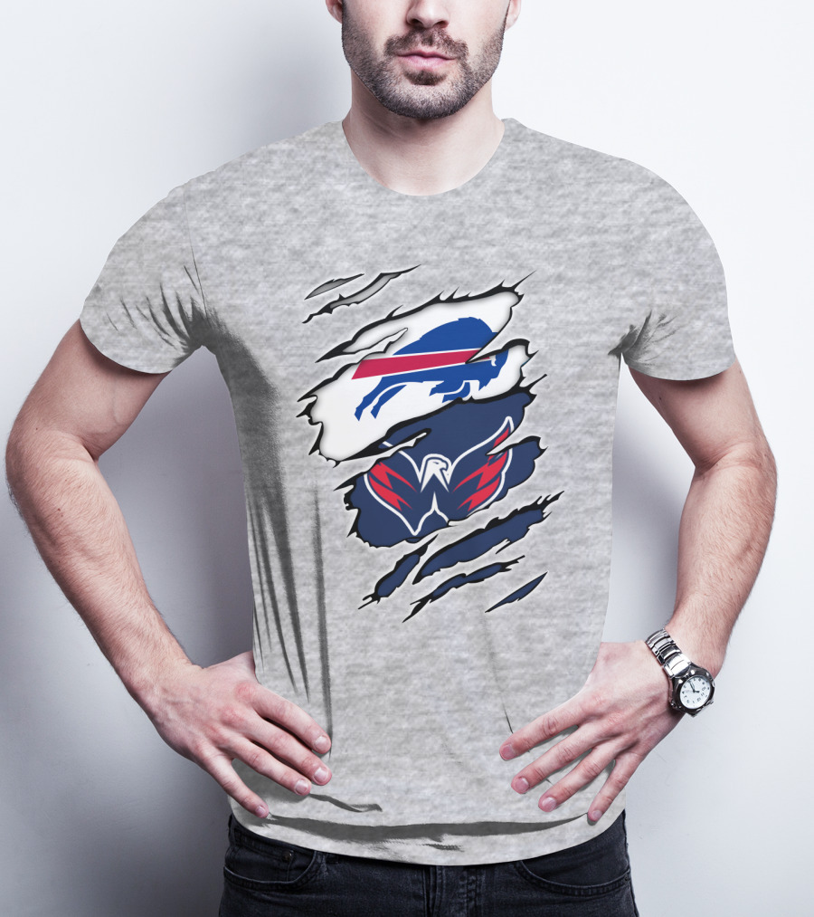 Buffalo Bills Washington Capitals Ripped Claw Marks T-Shirt