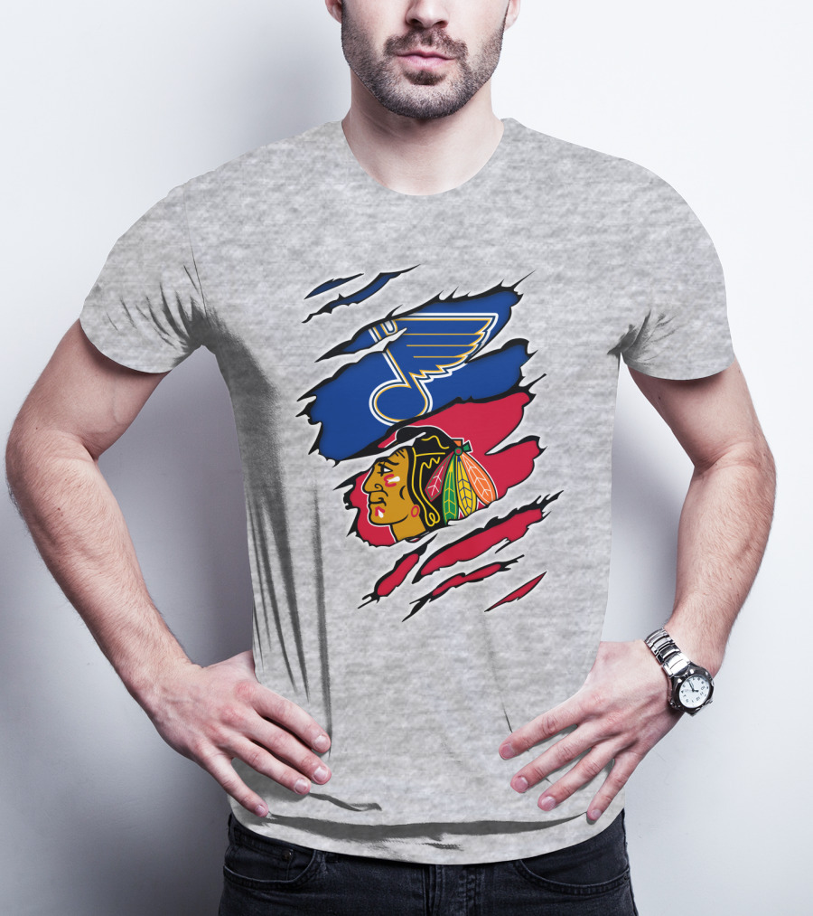 Blues Blackhawks Rivalry Team Clash Logo Fan Gear T-Shirt