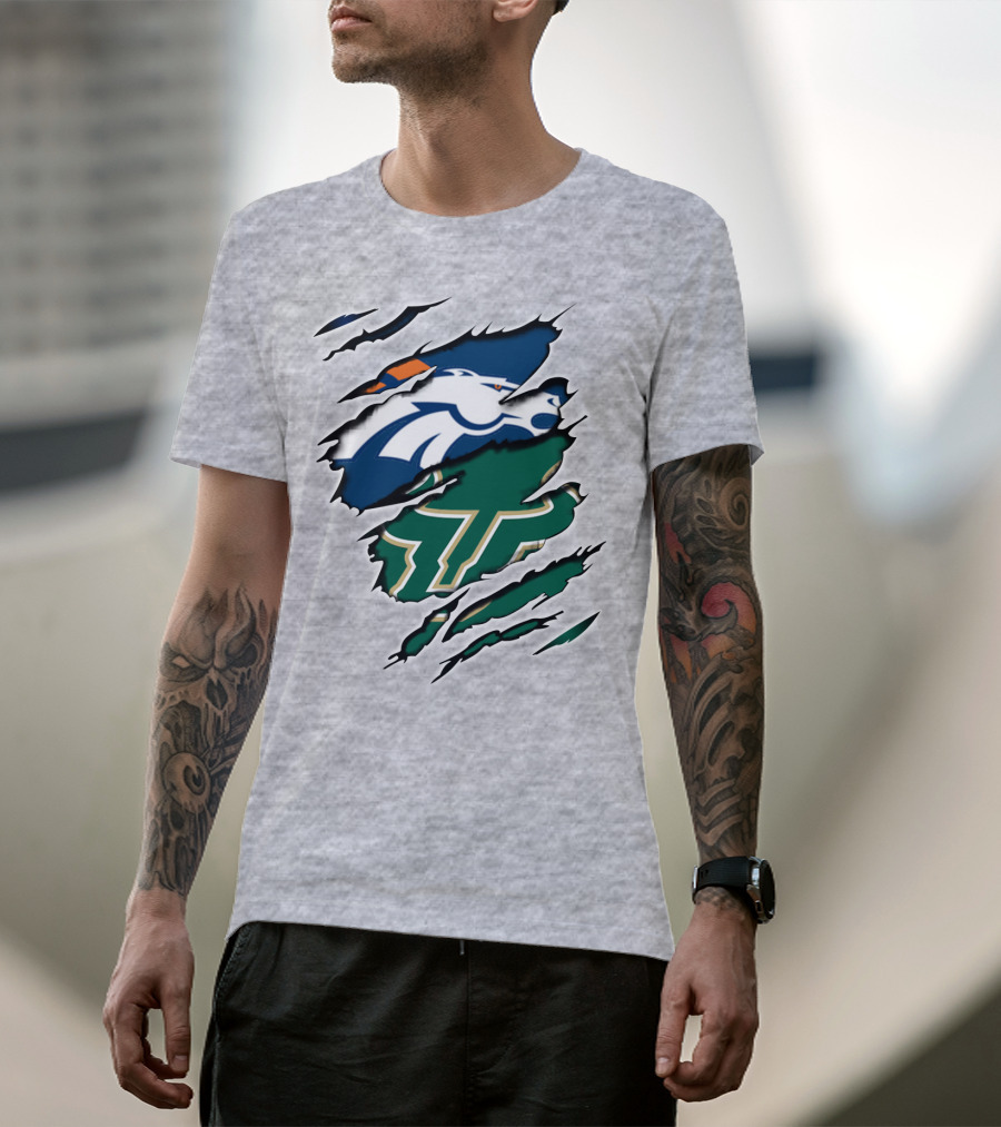 Broncos Bulls Logo Combination Tear T-Shirt