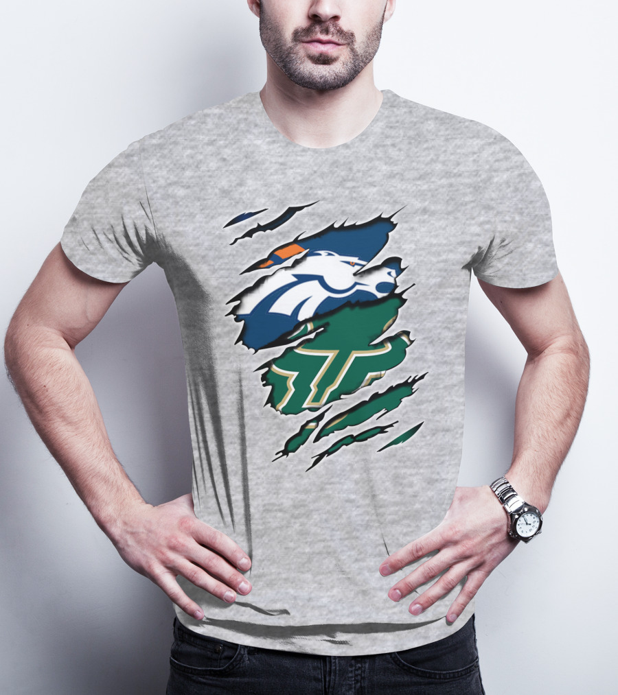 Broncos Bulls Logo Combination Tear T-Shirt