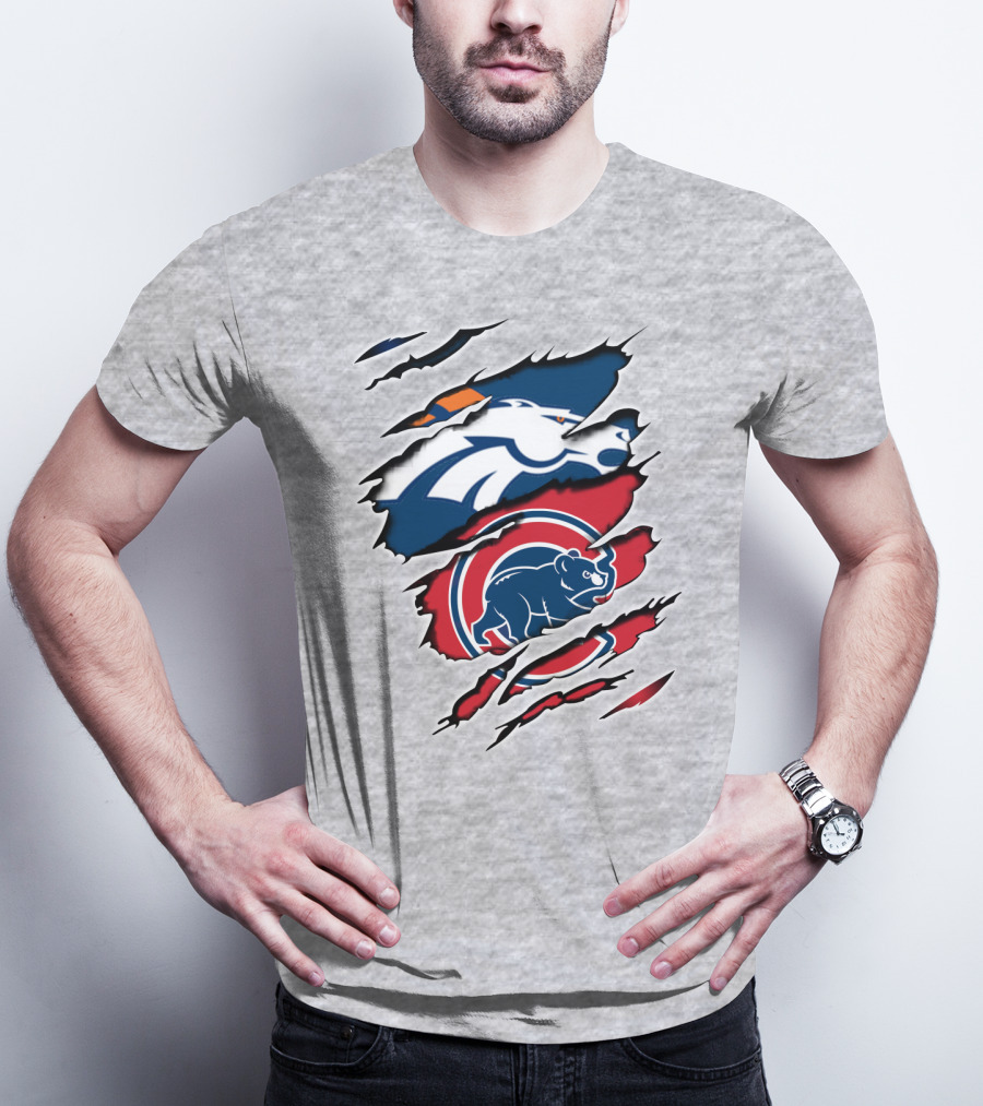 Broncos Cubs Scratching Logos Fusion T-Shirt