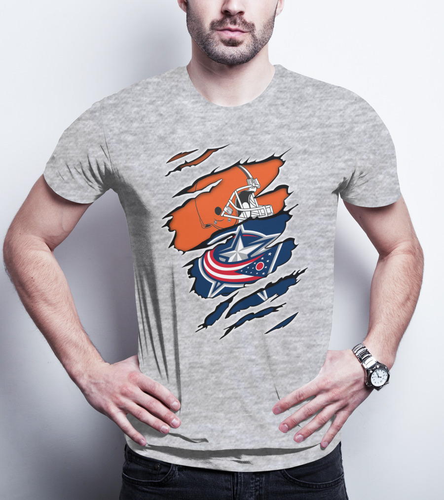 Cleveland Browns Columbus Blue Jackets Crossover T-Shirt