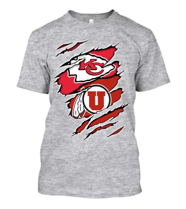 Kansas City Chiefs Utah Utes Claw Marks Logo Combination T-Shirt