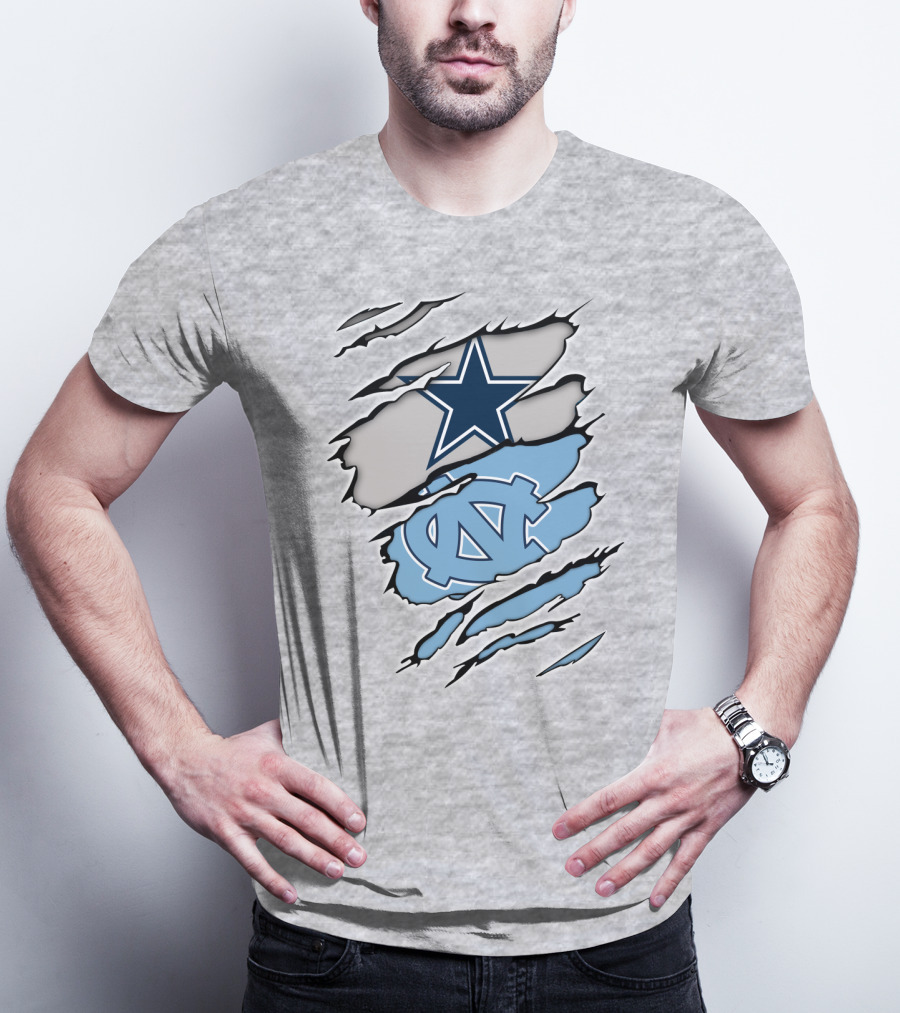 Dallas Cowboys UNC Tar Heels Rip Claw Marks T-Shirt
