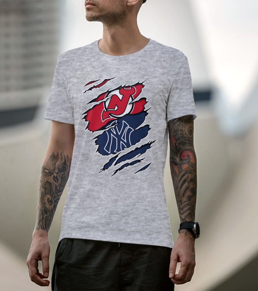 New Jersey Devils New York Yankees Fan Crossover T-Shirt