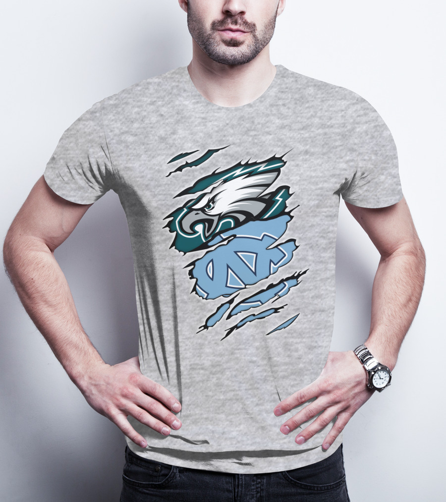 Philadelphia Eagles North Carolina Tar Heels Logo Fusion T-Shirt