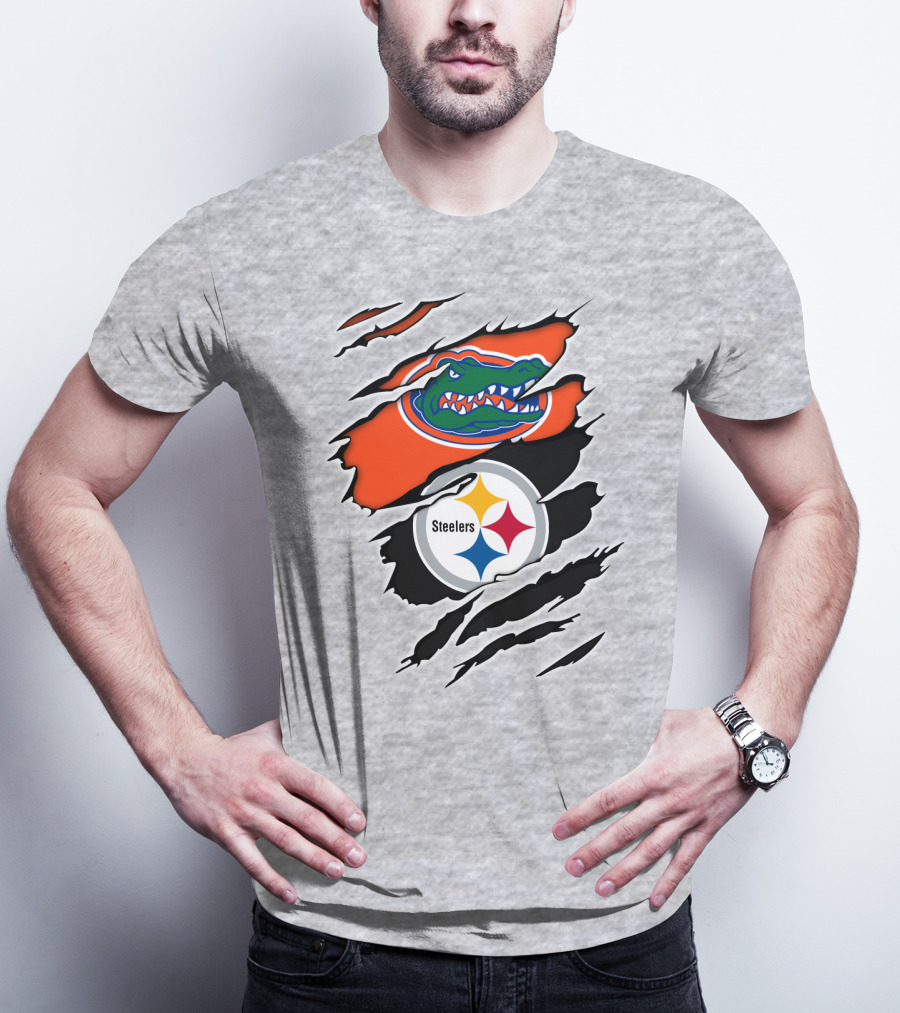 Gators Steelers Florida Football Team Ripped T-Shirt