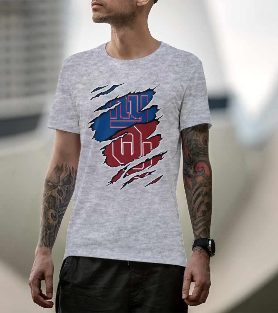 New York Giants OU Oklahoma Football Fusion T-Shirt