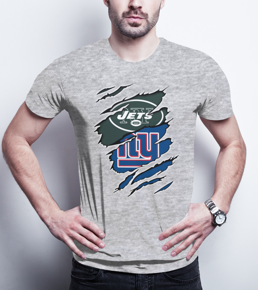 Jets Giants Logo Ripped T-Shirt