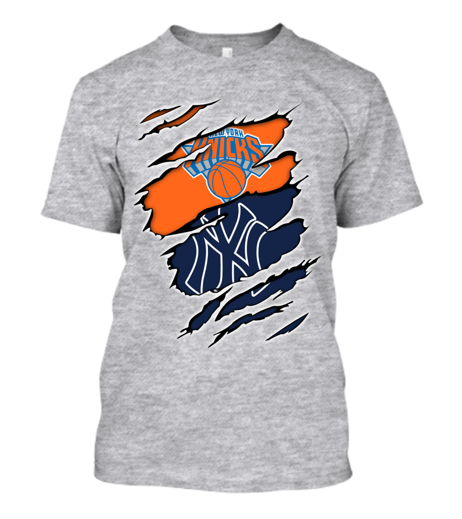 New York Knicks Yankees Torn Logo Fusion T-Shirt