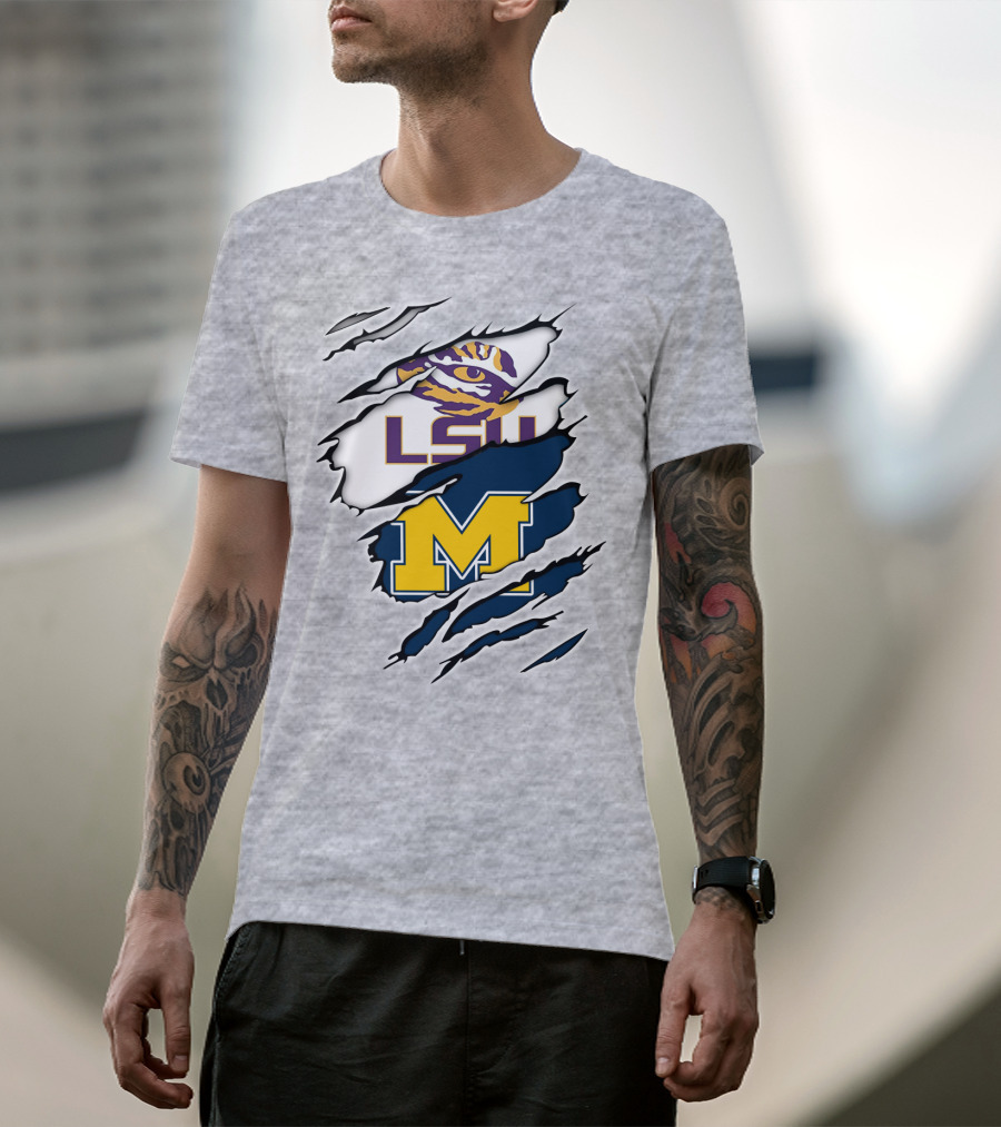 LSU Tigers Michigan Wolverines Claw Logo Mashup T-Shirt