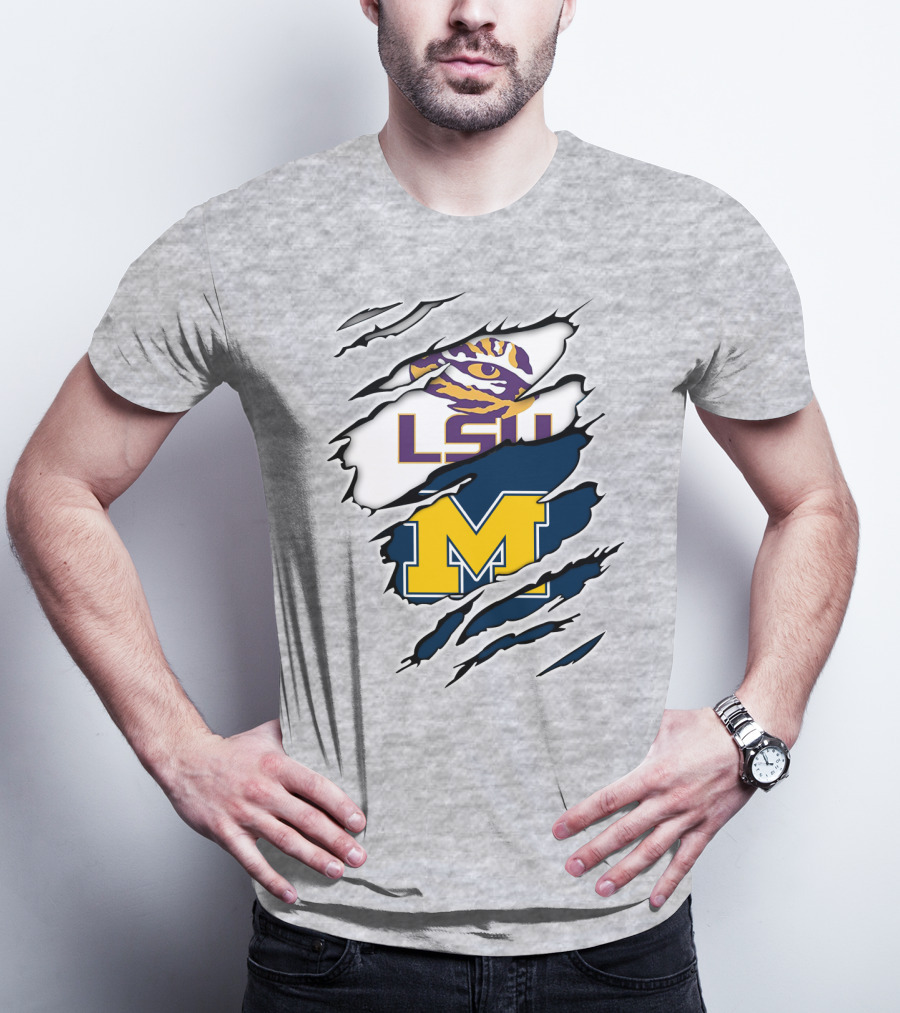 LSU Tigers Michigan Wolverines Claw Logo Mashup T-Shirt