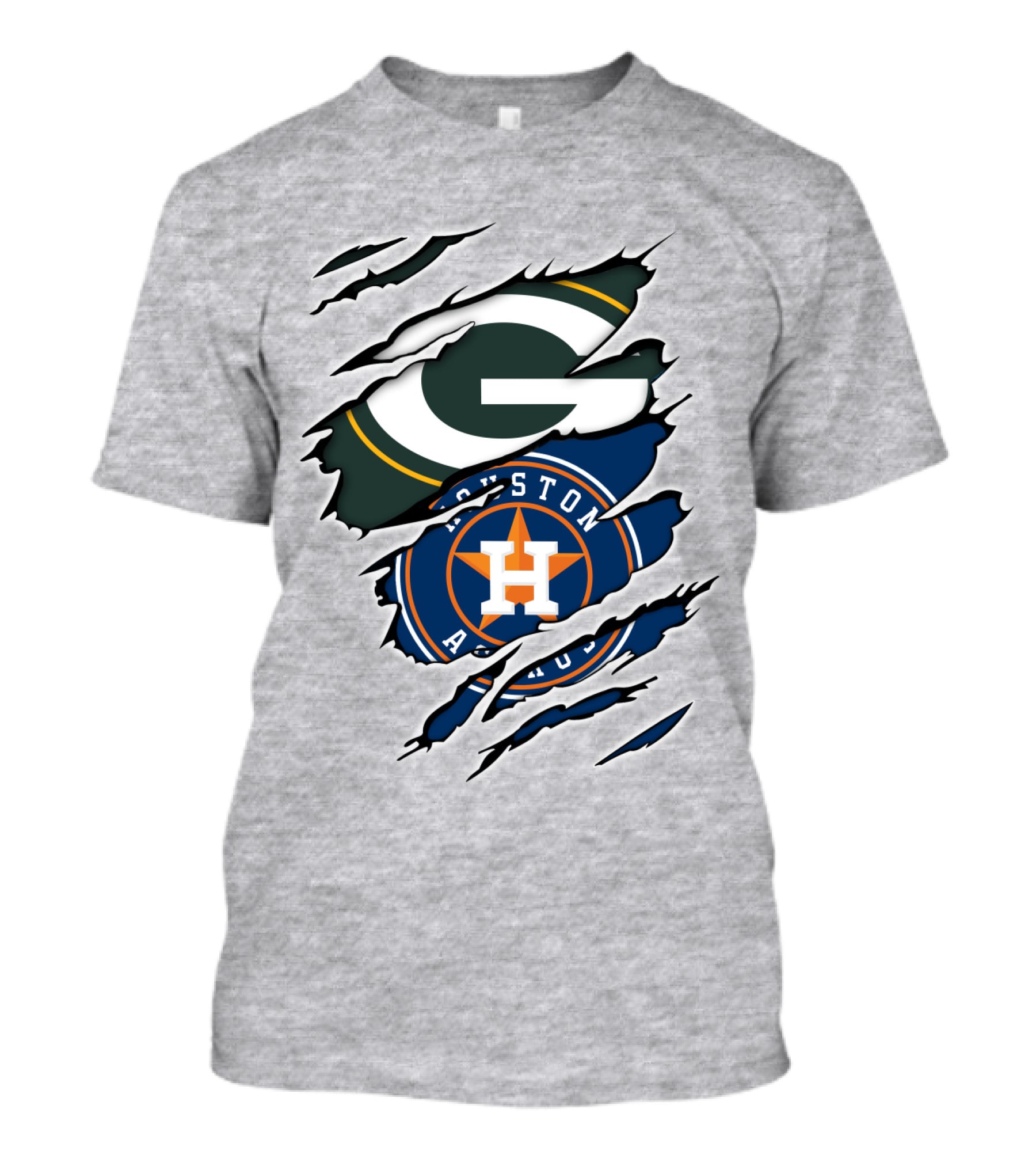 Green Bay Packers Houston Astros Claw Marks T-Shirt