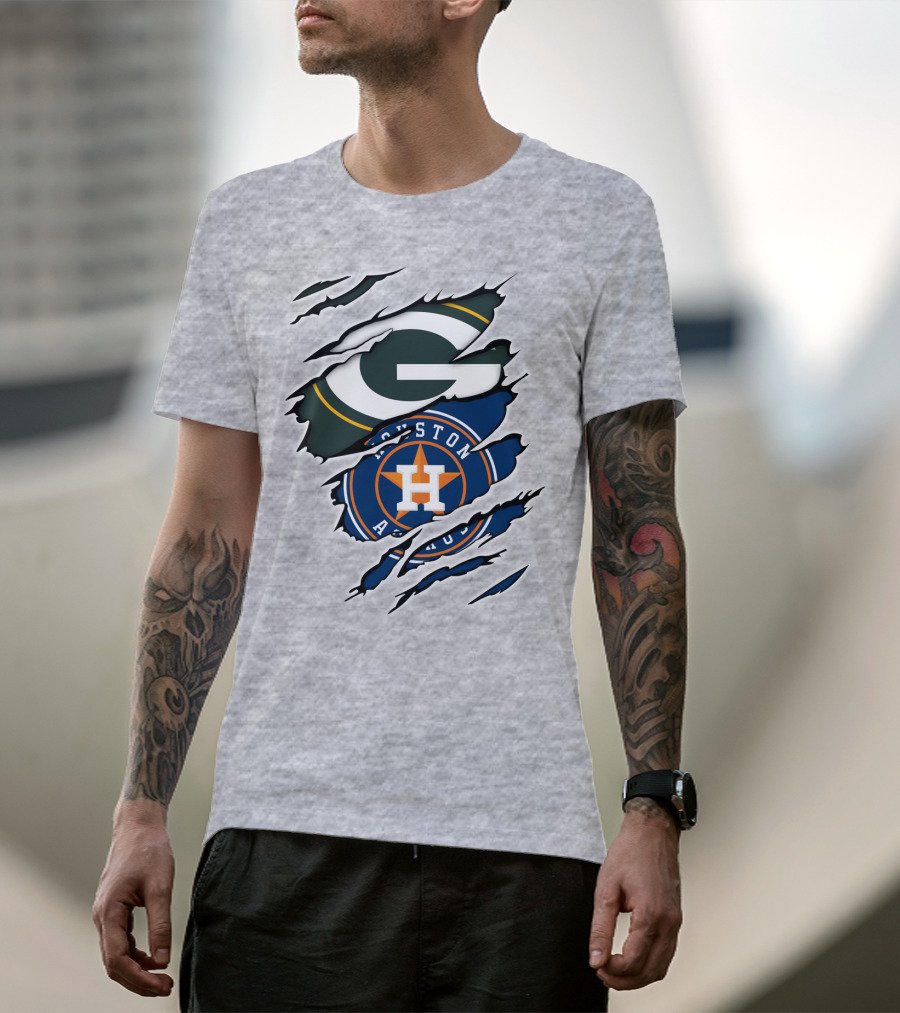 Green Bay Packers Houston Astros Claw Marks T-Shirt
