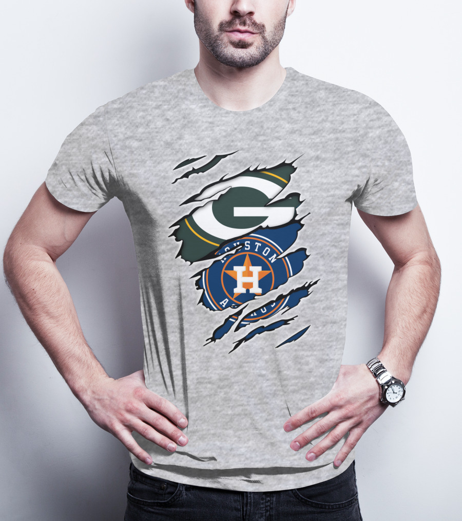 Green Bay Packers Houston Astros Claw Marks T-Shirt