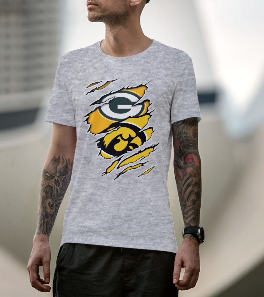Packers Hawkeyes Logo Crossover Claw Marks T-Shirt