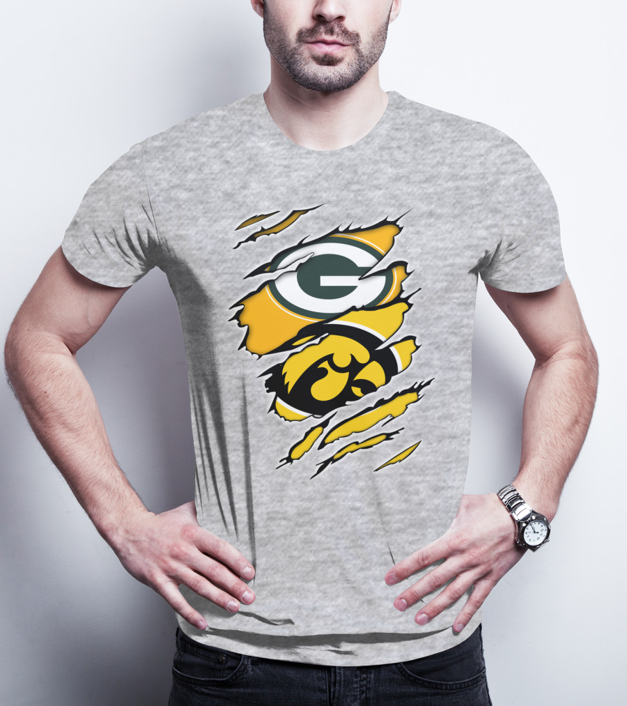 Packers Hawkeyes Logo Crossover Claw Marks T-Shirt