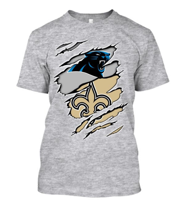 Panther Saint Split Ripped Design Fleur-de-Lis Panther Emblem Fusion T-Shirt