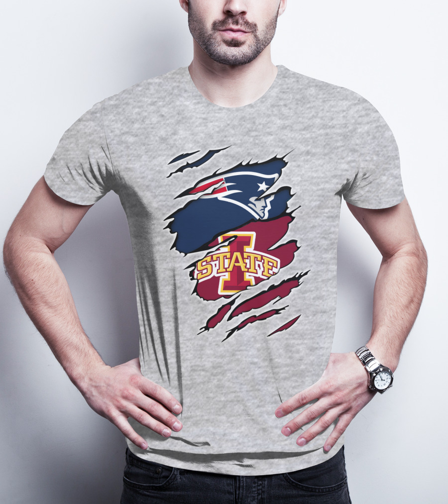 Patriots Logo Claw Marks With Iowa State Cyclones T-Shirt