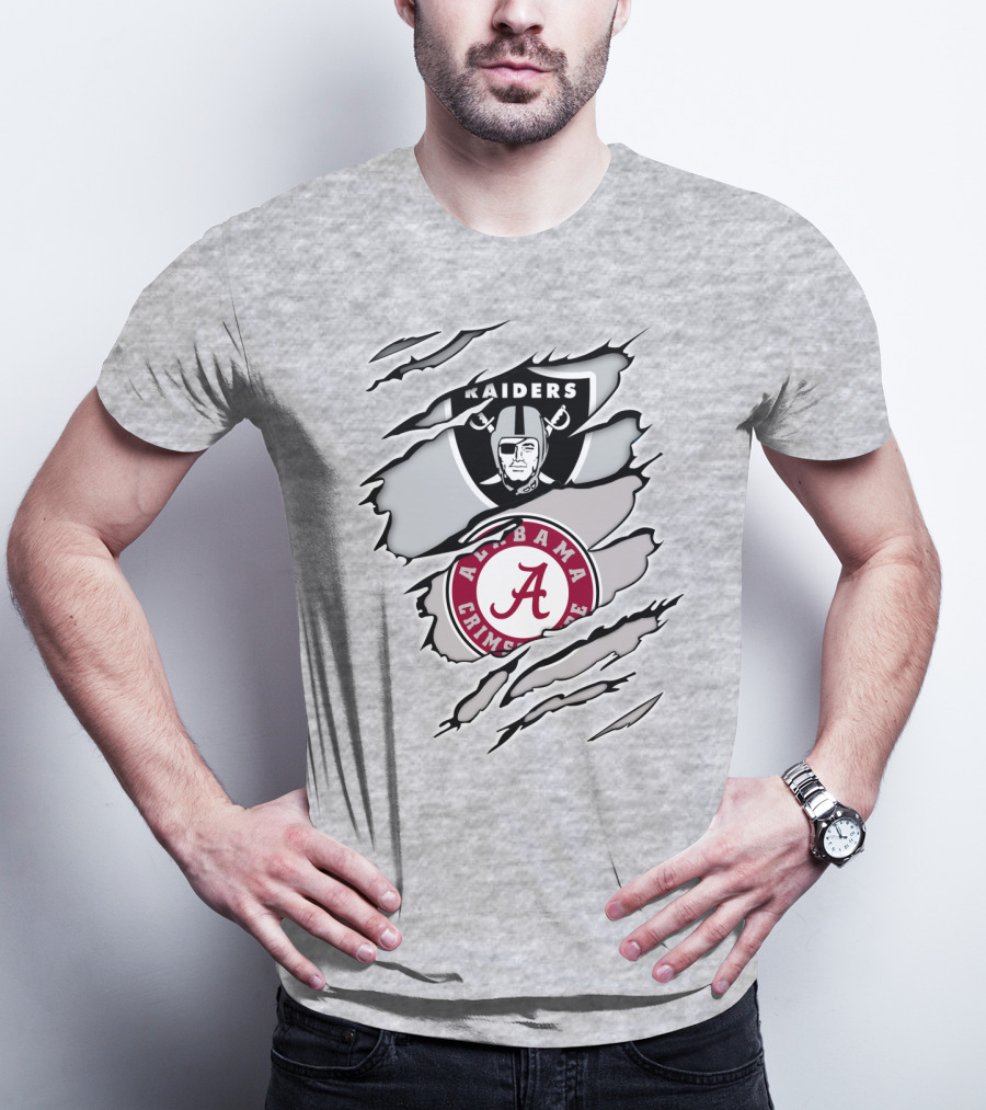 Raiders Alabama Crimson Tide Logo Mashup T-Shirt