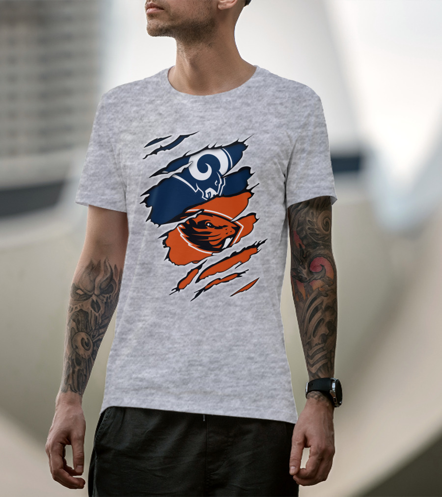 Ram Beavers NFL Meets College Mascot Fusion T-Shirt