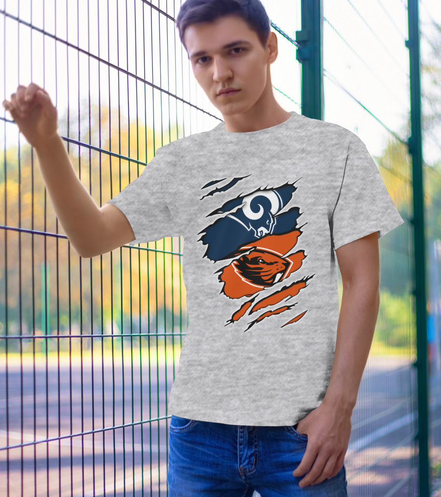 Ram Beavers NFL Meets College Mascot Fusion T-Shirt