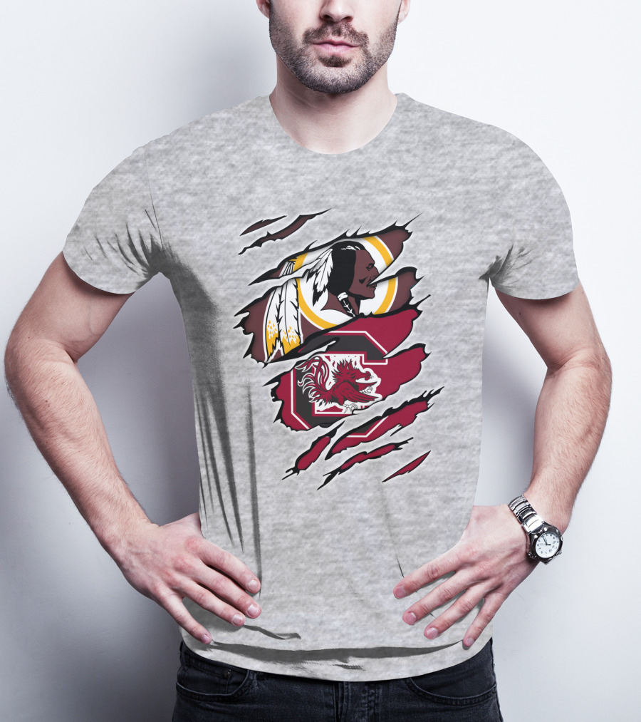Redskins Gamecocks Logo Mashup T-Shirt