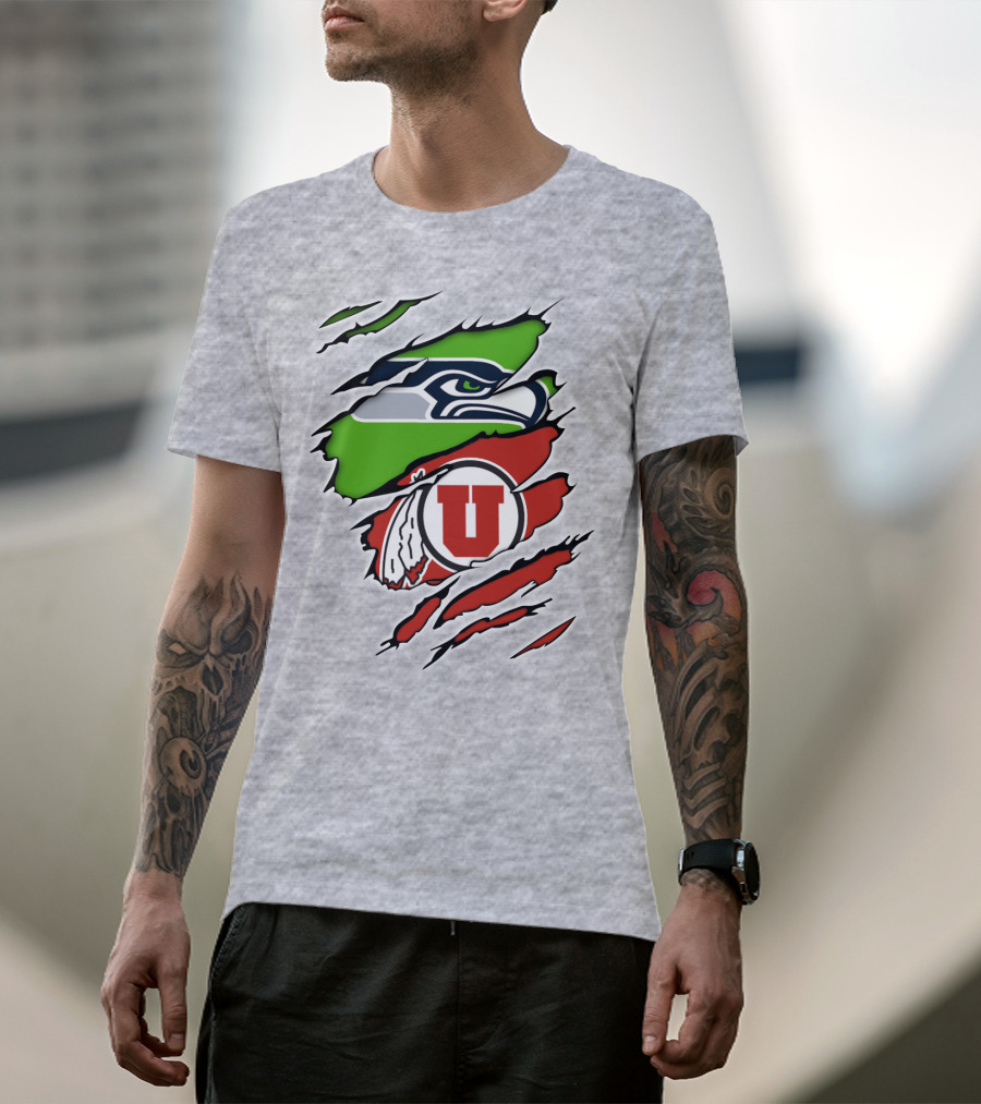 Seahawks Utes Claw Slash Emblem Blend T-Shirt